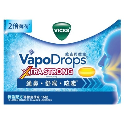 VICKS Vicks® VapoDrops® Xtra Strong Lemon Menthol Flavour Lozenges 16s | Western Medicine ...
